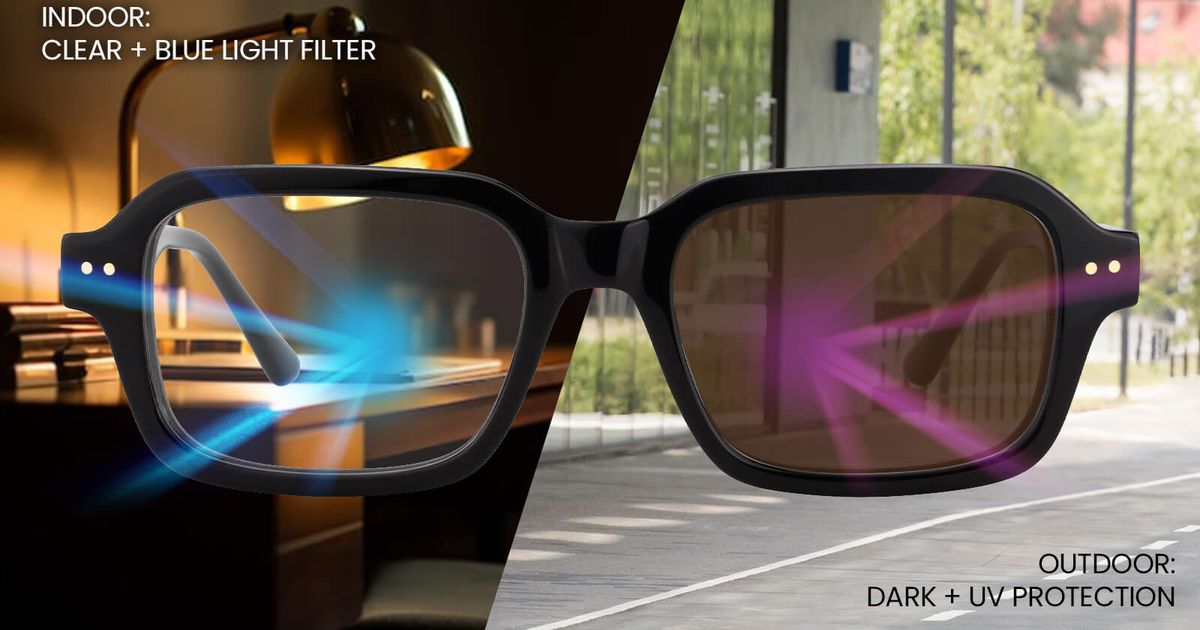 2-in-1 Office Glasses: Photochromic & Blue Light Lenses