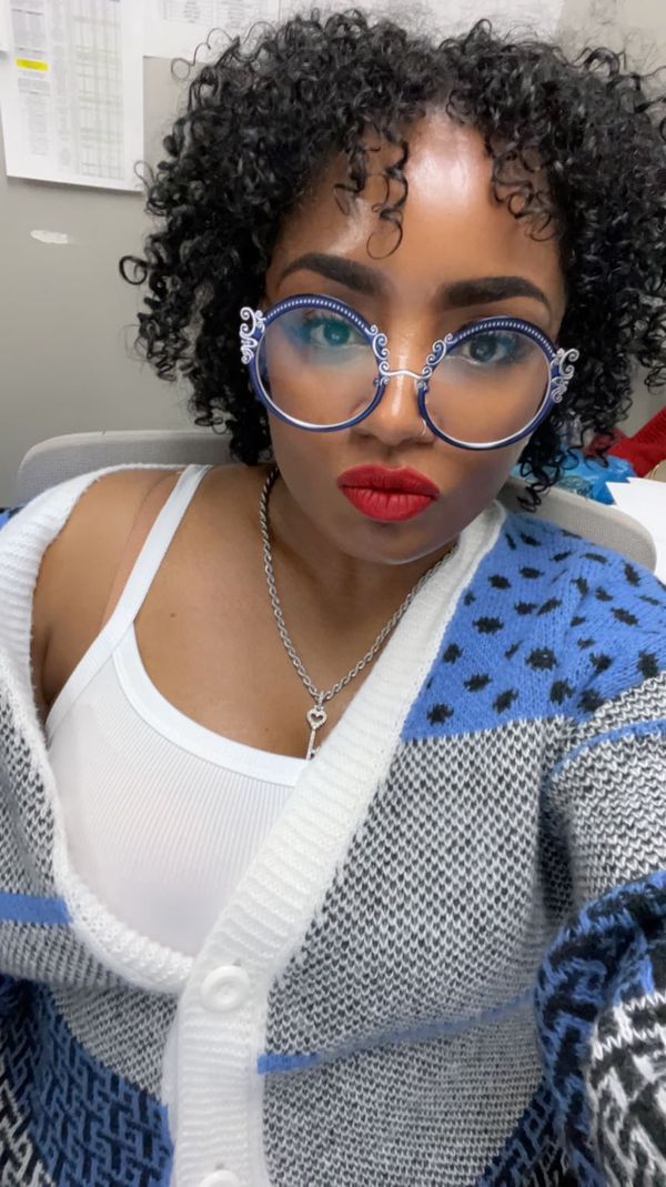 Norene - Round Blue Eyeglasses | Vooglam