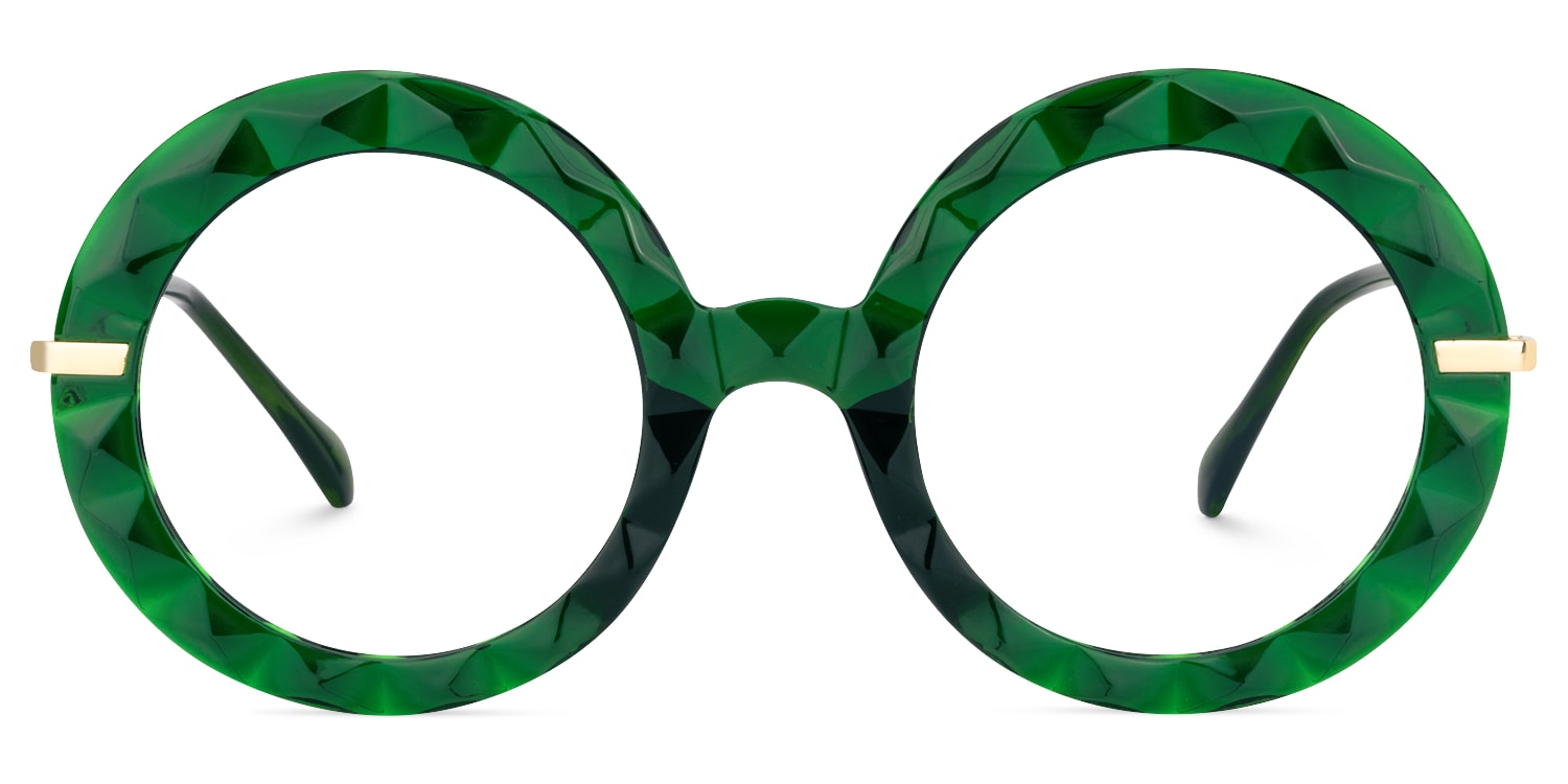 Round Dark/Green Eyeglasses | Vooglam.com