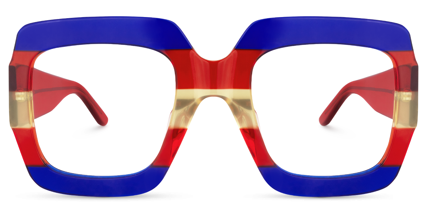 Rectangle Blue/Red Eyeglasses│Vooglam Optical Glasses