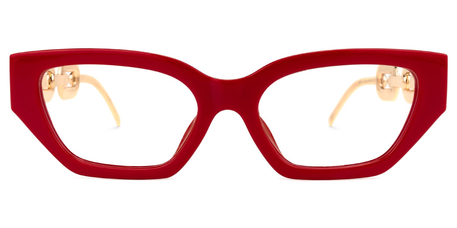 Gena - Rectangle Red Eyeglasses | Vooglam