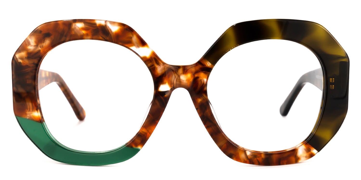 Karida - Geometric Green Eyeglasses | Vooglam