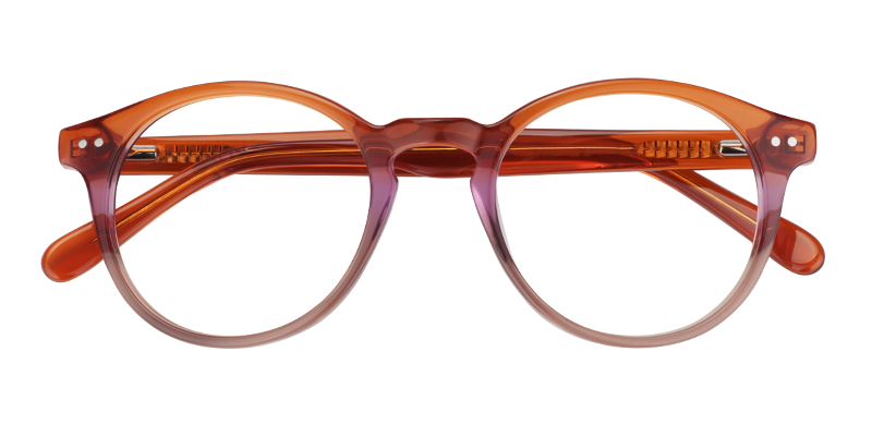 Stylish Round Orange Eyeglasses│Vooglam Optical Glasses