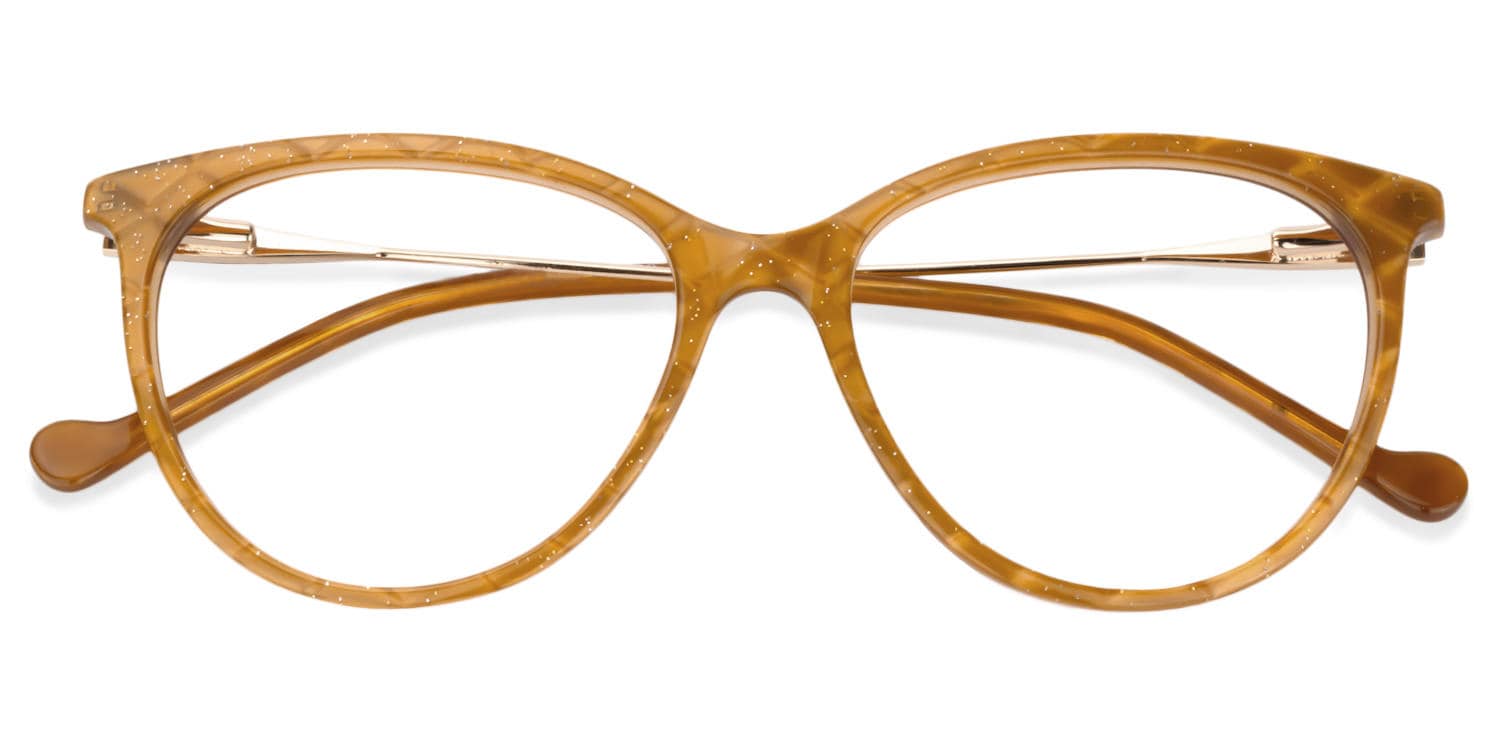 Caius Round Medium Yellow Eyeglasses | Vooglam