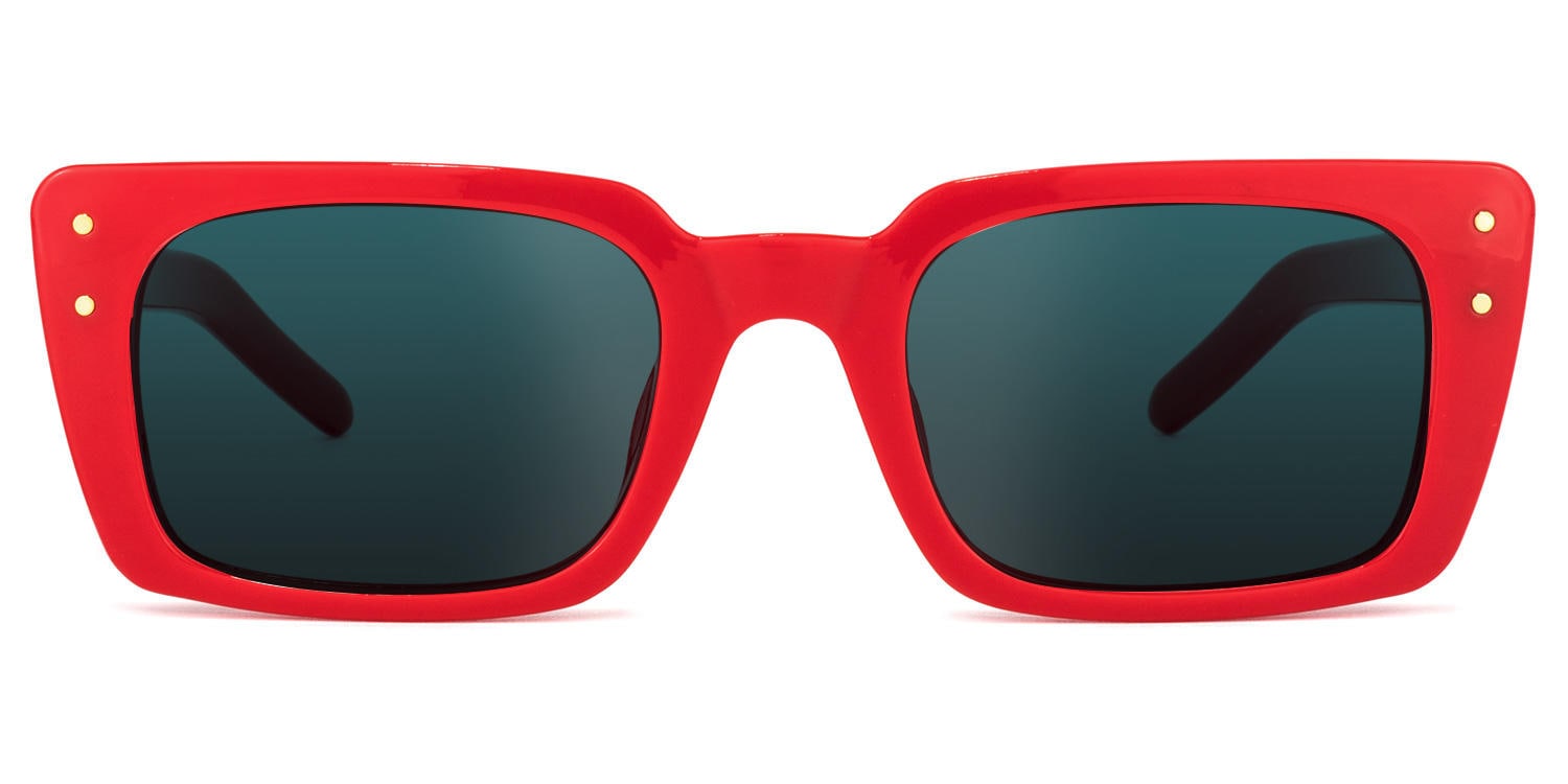 Yolonda - Rectangle Red Sunglasses | Vooglam