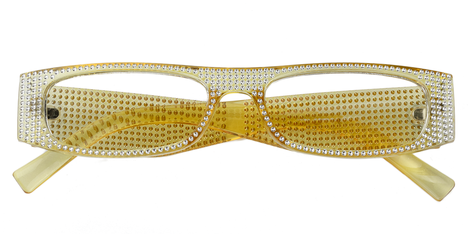 Tanya Rectangle Yellow Eyeglasses | Vooglam