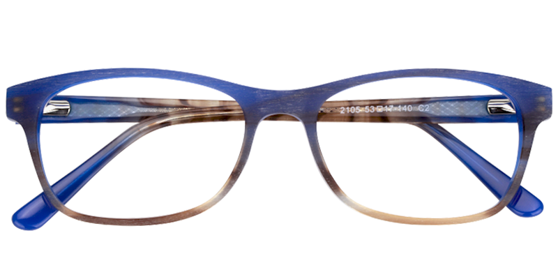 Simple Rectangle Blue Eyeglasses