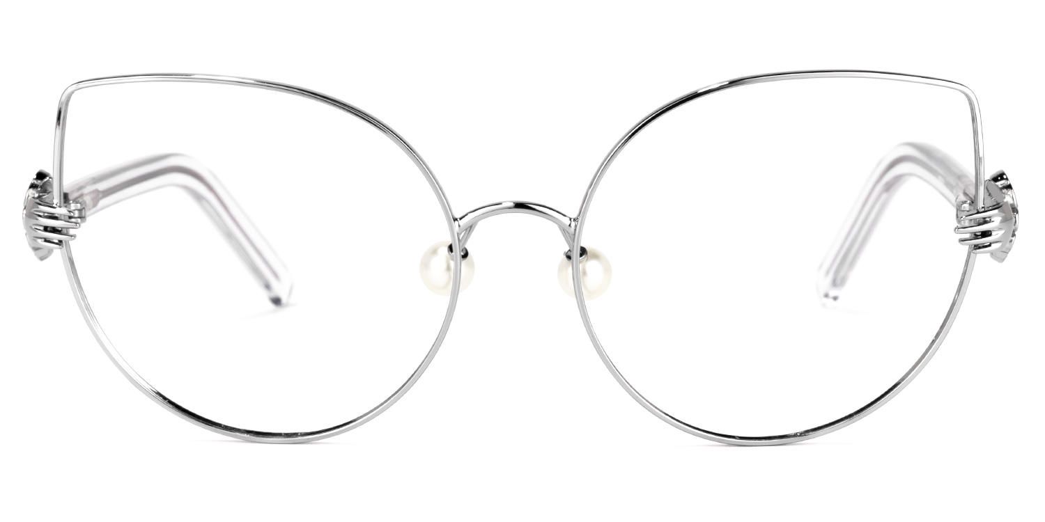 Cat Eye Silver Eyeglasses | Vooglam.com