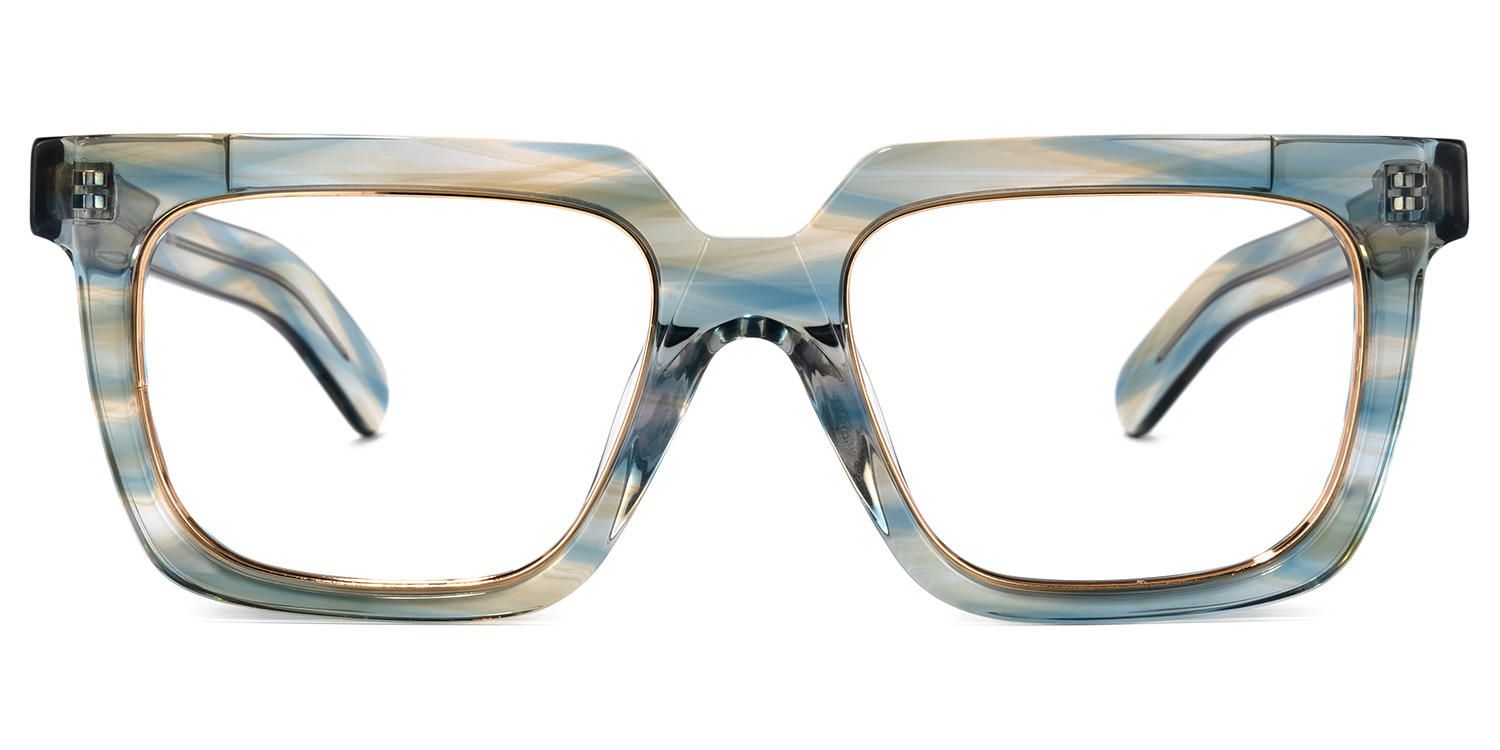 Rectangle Light/Blue Eyeglasses | Vooglam.com