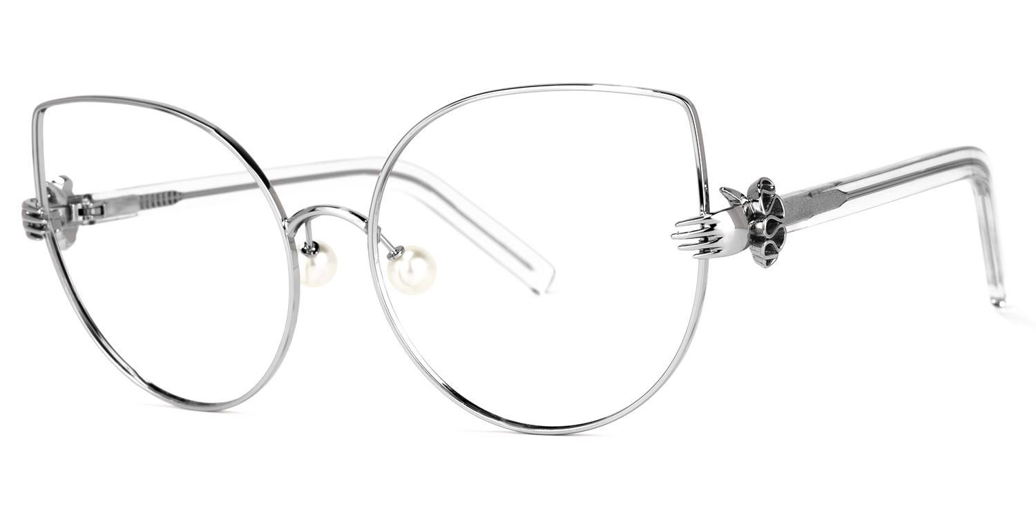 Cat Eye Silver Eyeglasses | Vooglam.com