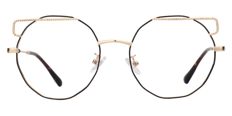 Candice Black/Gold Geometric Eyeglasses | Vooglam