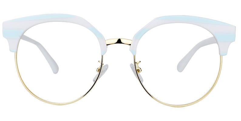 Maud Browline Blue/White Eyeglasses | Vooglam
