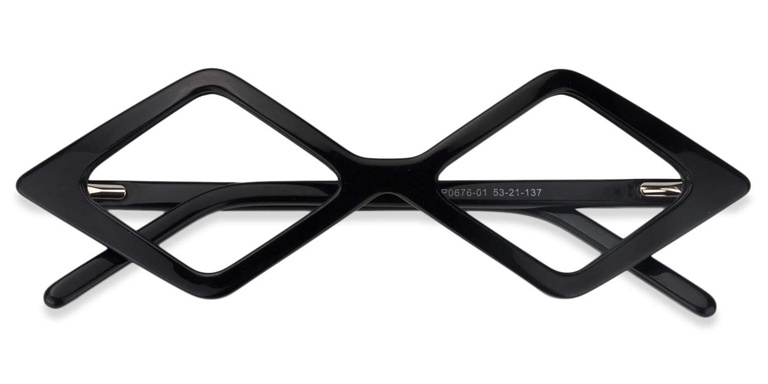 Ishtar Diamond-Shaped Black Eyeglasses | Vooglam