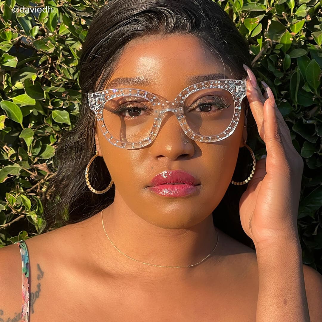 Candice - Crystal Square Eyeglasses | Vooglam