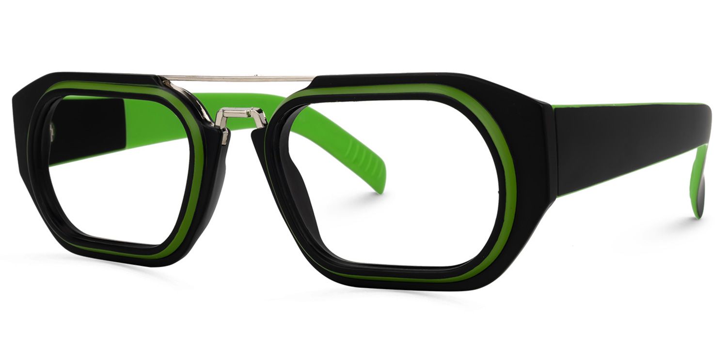 Jordan - Geometric Green Eyeglasses | Vooglam
