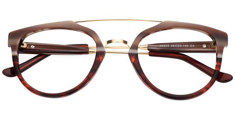 Edith Aviator Brown Eyeglasses | Vooglam