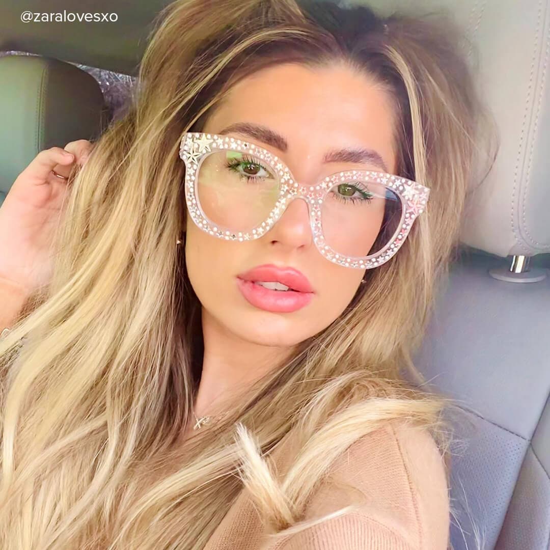 Candice - Crystal Square Eyeglasses | Vooglam