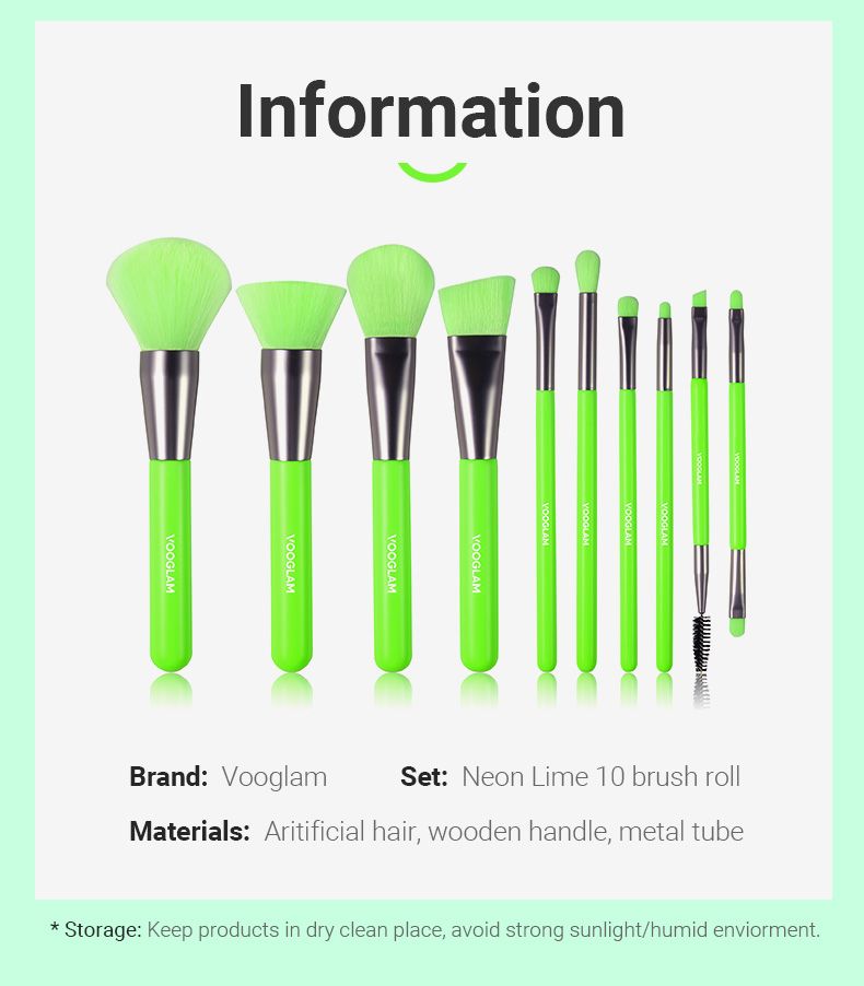 10pcs Green Makeup Brush Set Cosmetics Brushes Powder Eyeshadow Makeup ...