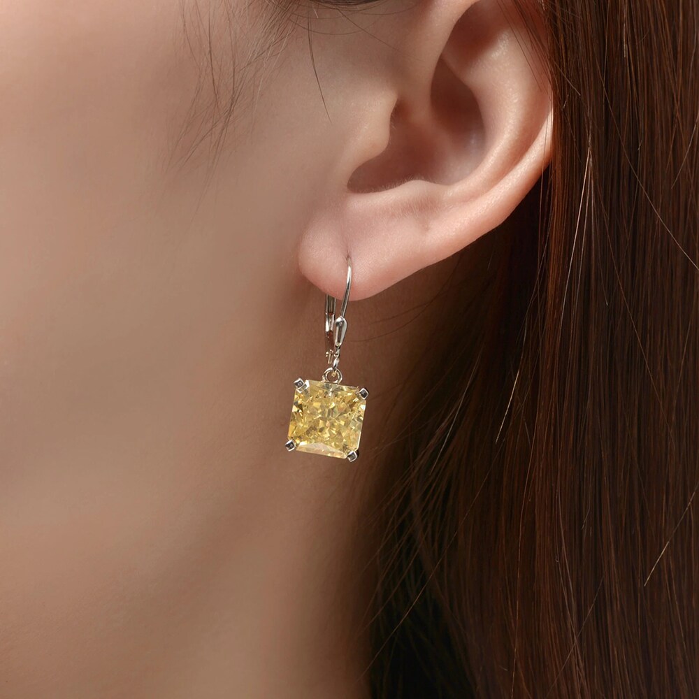 Refined Fancy Yellow Square Pierced Earrings | Vooglam