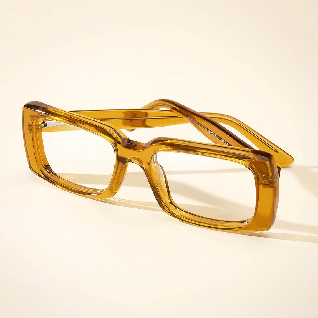 Eirwyn - Rectangle Brown Eyeglasses | Vooglam