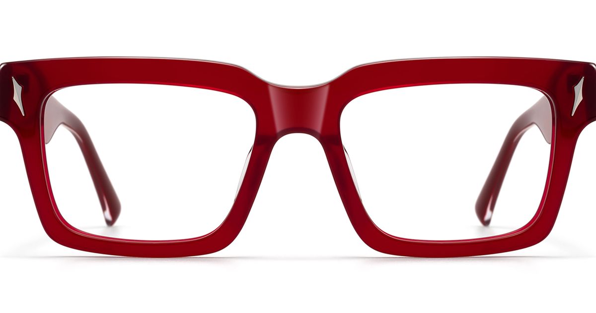 Razor - Rectangle Red Eyeglasses | Vooglam