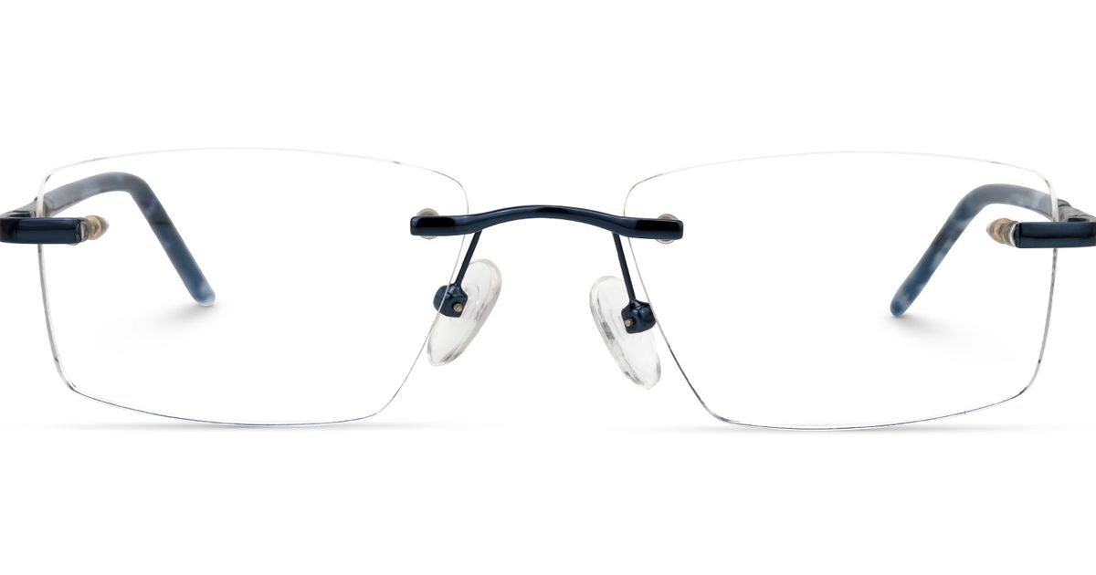 Derwyn - Rectangle Blue Eyeglasses | Vooglam