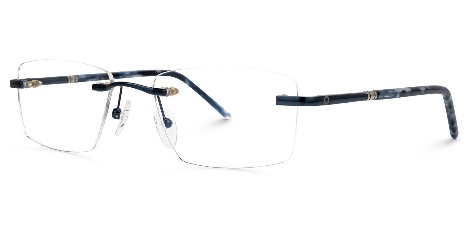 Derwyn - Rectangle Blue Eyeglasses | Vooglam