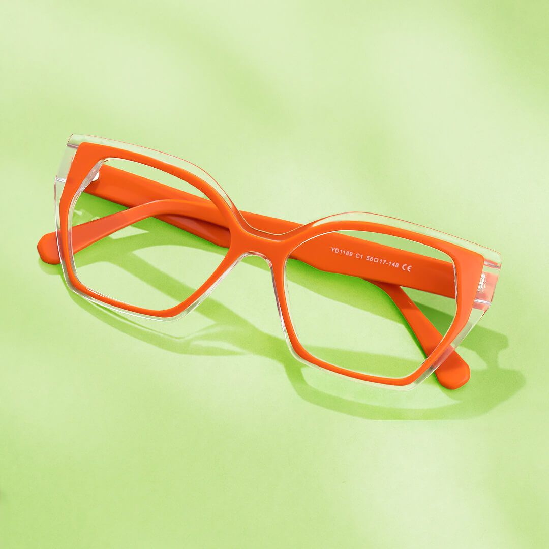 Delyth - Cat Eye Orange Eyeglasses | Vooglam