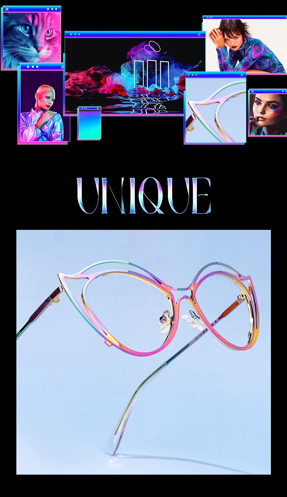 Hilleary - Geometric Multicolor Eyeglasses | Vooglam