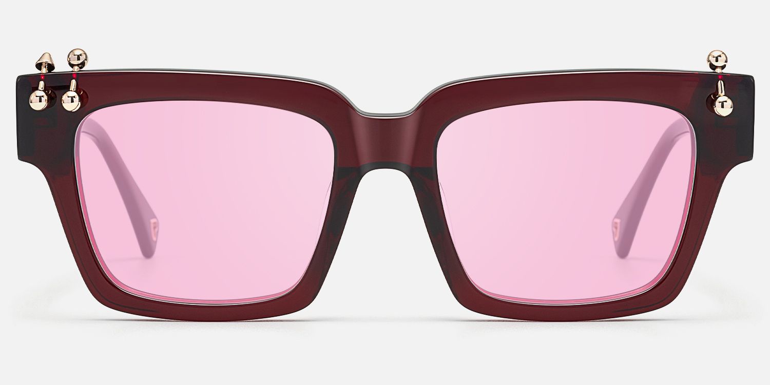 PIERCE - Square Red Acetate Eyeglasses | Vooglam