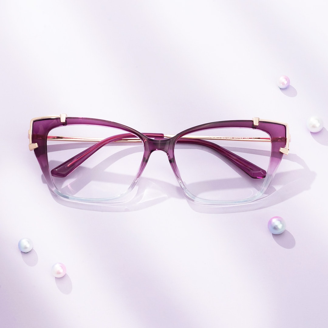 Deepak - Rectangle Purple Eyeglasses | Vooglam