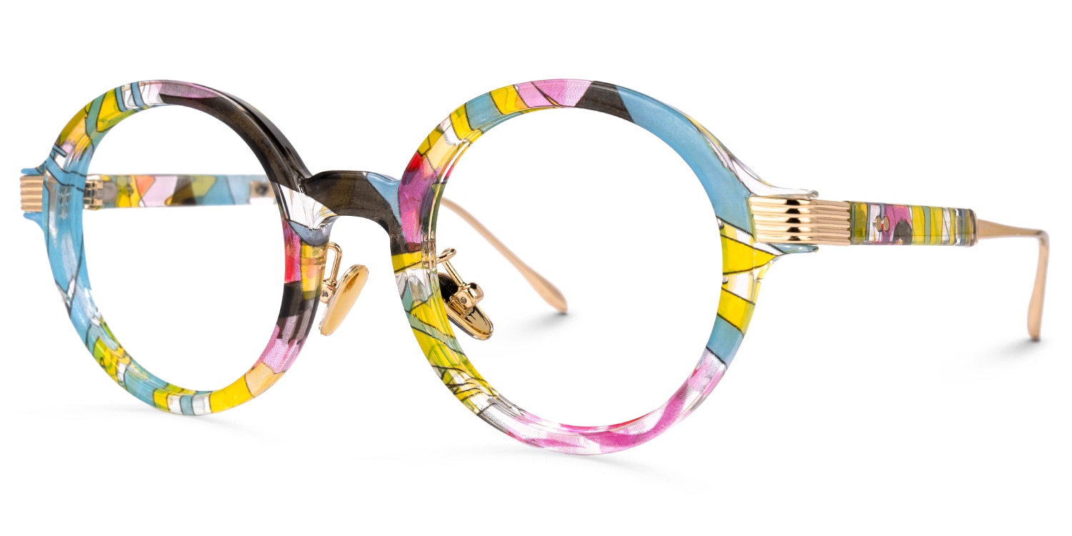 Dylan - Round Multicolor Eyeglasses | Vooglam