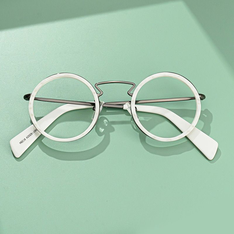 Daube - Round White Eyeglasses | Vooglam