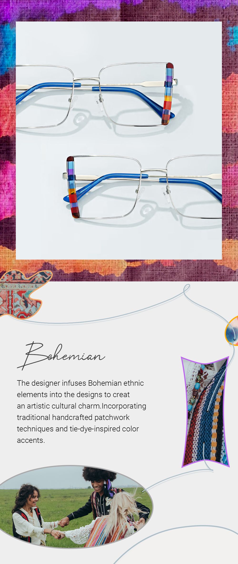 Denzel - Square Eyeglasses with Bohemian Flair | Vooglam