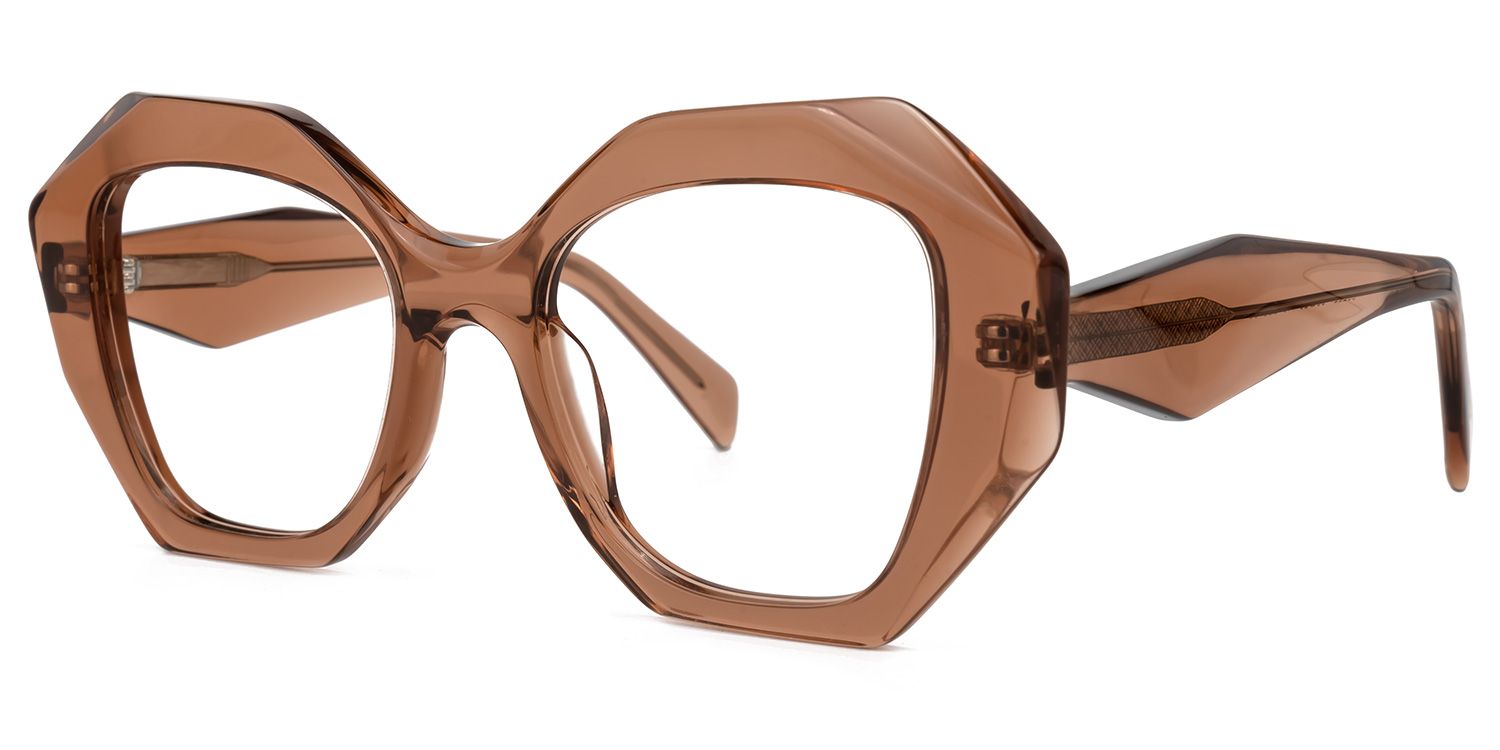 Edalene - Geometric Brown Eyeglasses | Vooglam