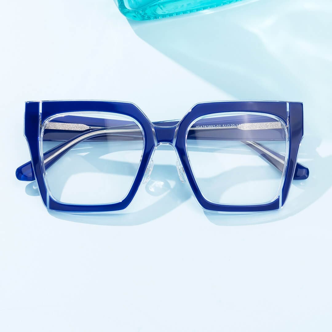 Desmond - Square Blue Eyeglasses | Vooglam