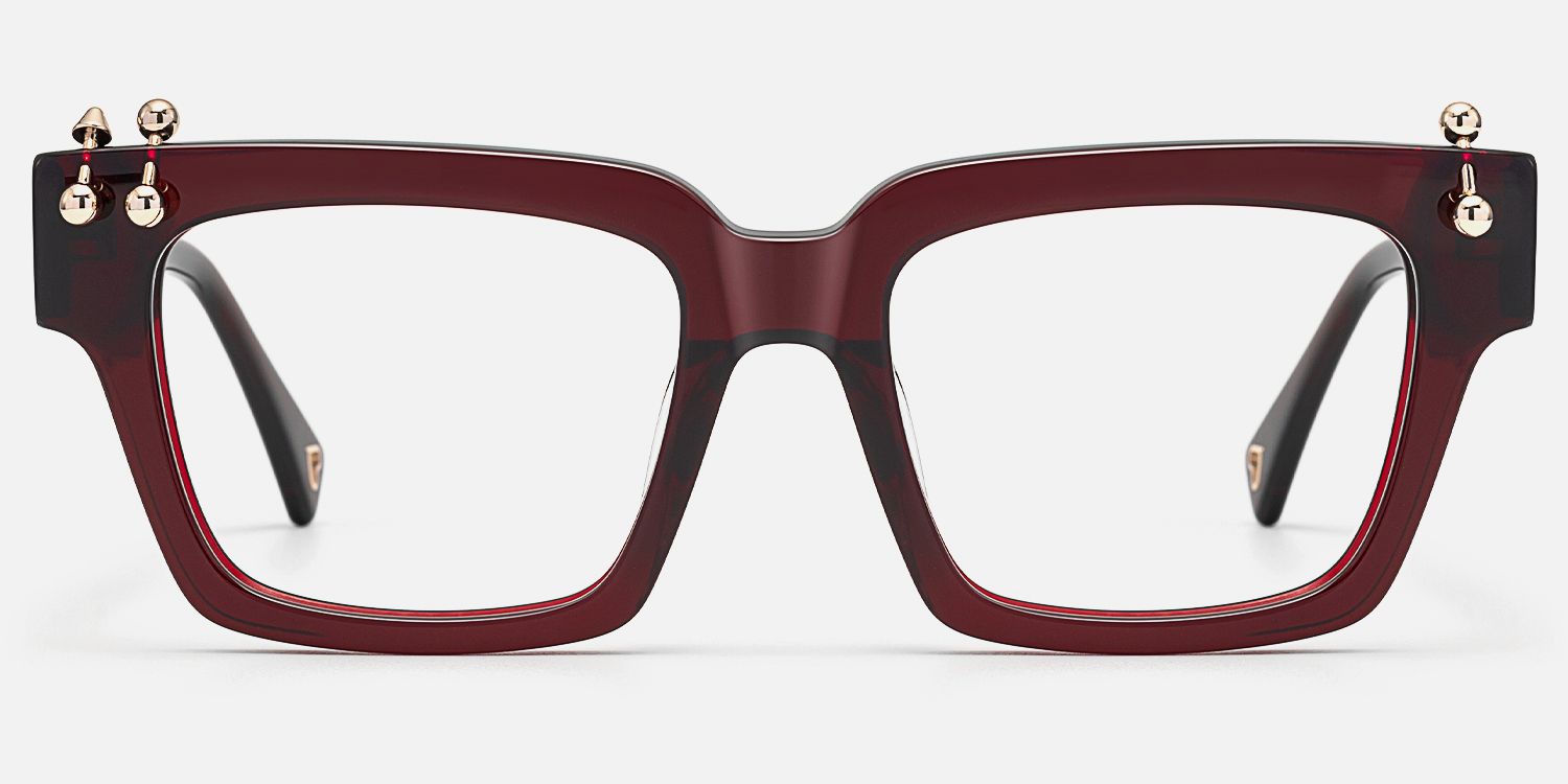 PIERCE - Square Red Acetate Eyeglasses | Vooglam