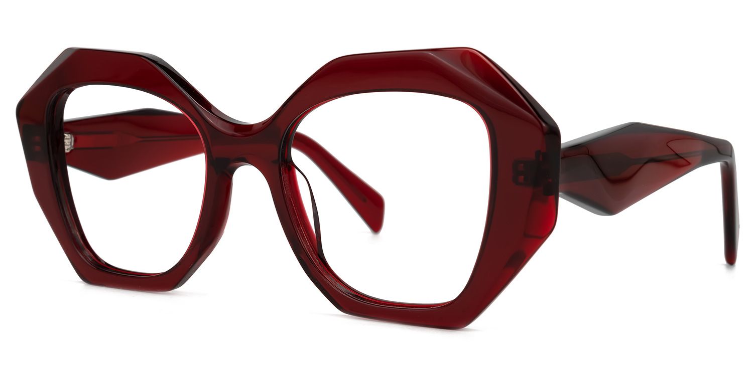 Edalene - Geometric Red Eyeglasses | Vooglam